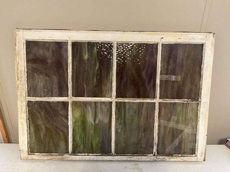 Eight pane slag glass window. 39 and - Legacy Auction Company