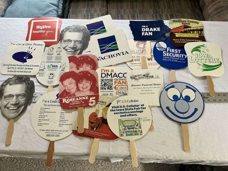 Cardboard advertising fans - Legacy Auction Company