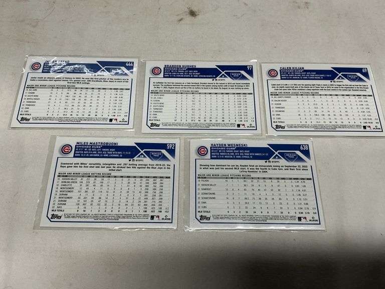 (5) autographed Chicago Cubs cards - Legacy Auction Company