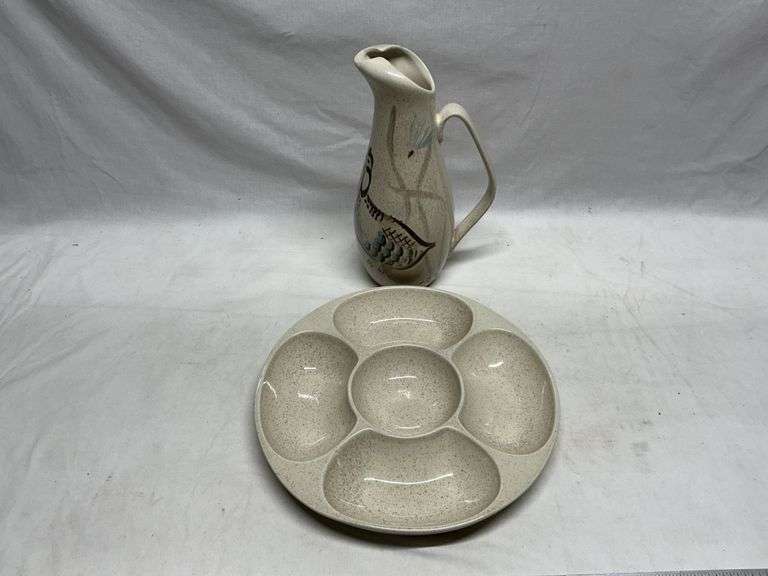 Red Wing pitcher and divided bowl - Legacy Auction Company