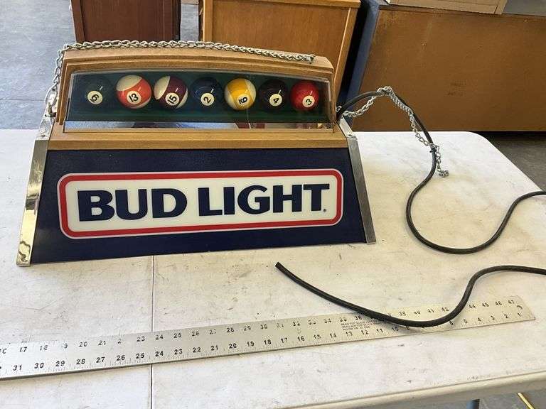 Bud Light with pool balls. Crack on one side. - Legacy Auction Company