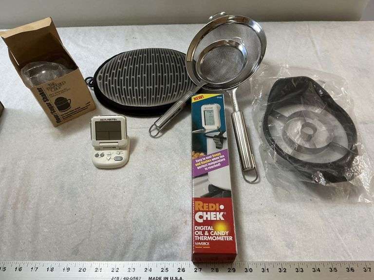 Strainers, thermometer, timer, etc - Legacy Auction Company
