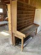 Vintage oak mail room, sorting table and boxes. - Legacy Auction Company