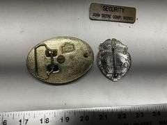 John Deere security belt buckle, badge and name - Legacy Auction Company