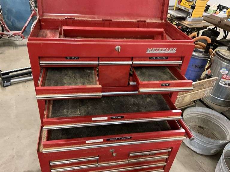 Waterloo industries toolbox on casters with keys - Legacy Auction Company
