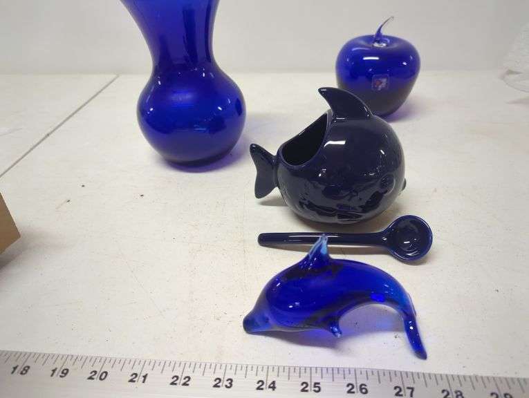 Blenko blue apple, assorted blue items - Legacy Auction Company