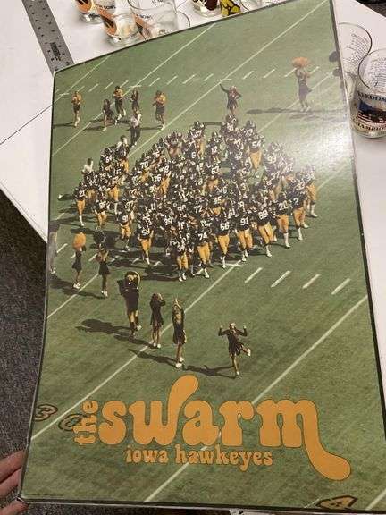 Iowa Hawkeyes the swarm poster and drink glasses - Legacy Auction Company