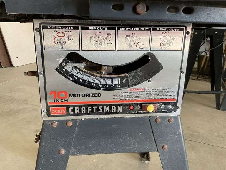 Craftsman 10" table saw, adjusting knobs cracked - Legacy Auction Company