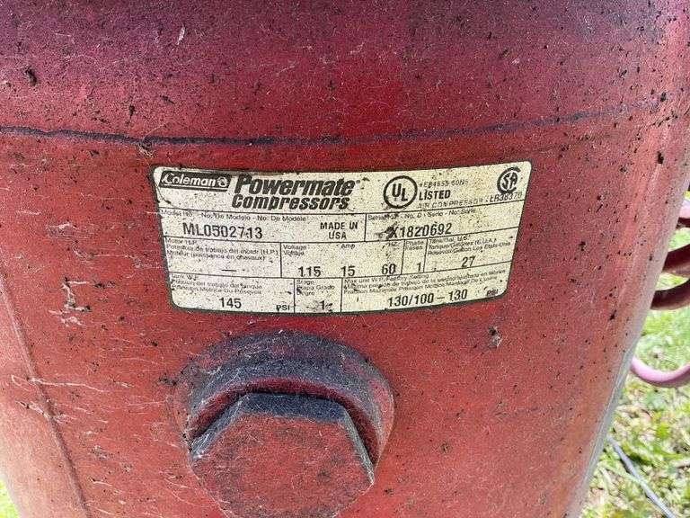 Coleman 27 gallon air compressor - Legacy Auction Company