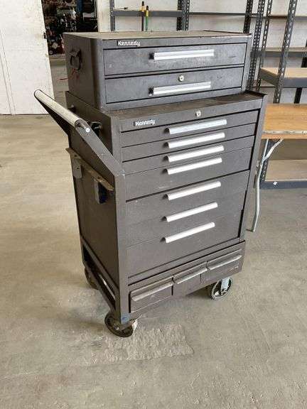 Kennedy machinist toolboxes on cart with casters, - Legacy Auction Company