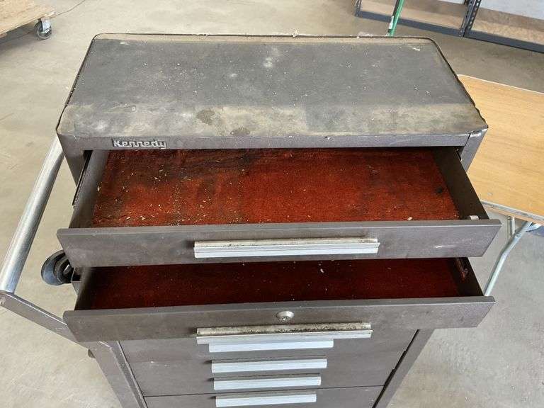 Kennedy machinist toolboxes on cart with casters, - Legacy Auction Company
