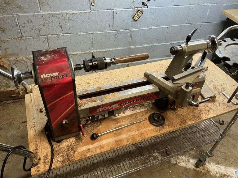 Nova comet 2 lathe and lathe tools/cart - Legacy Auction Company