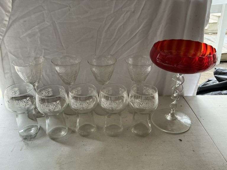 Crystal stemware, Pepsi-Cola glasses and red - Legacy Auction Company