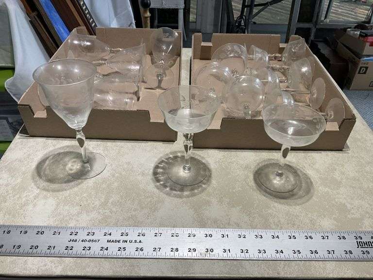 Etched stemware - Legacy Auction Company