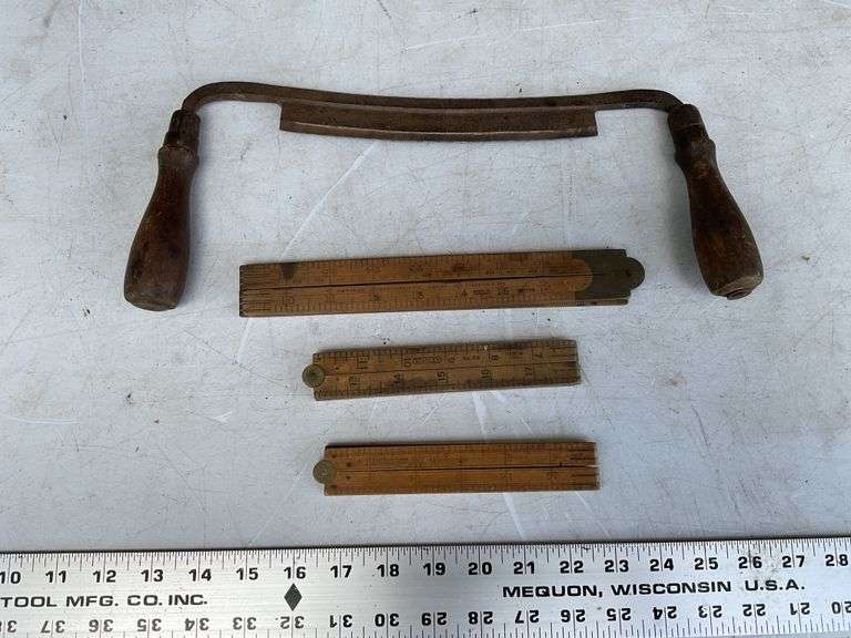 Primitive draw knife and folding rules - Legacy Auction Company
