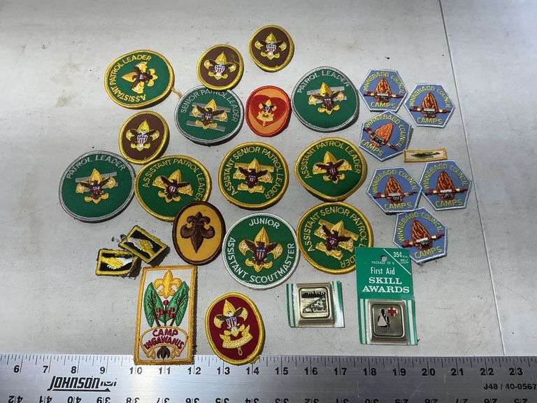 Boy Scout patches, clips and scarf - Legacy Auction Company