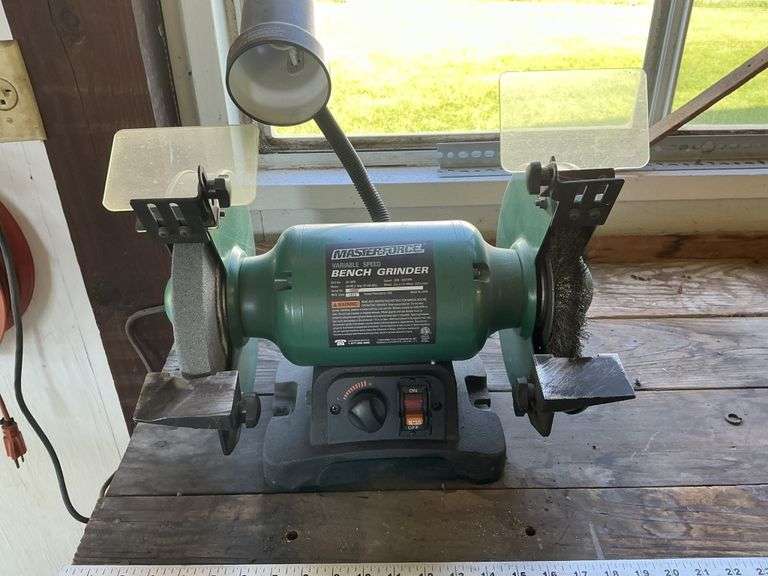 Master Force variable speed bench grinder, works - Legacy Auction Company