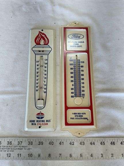 Metal/plastic advertising thermometers - Legacy Auction Company