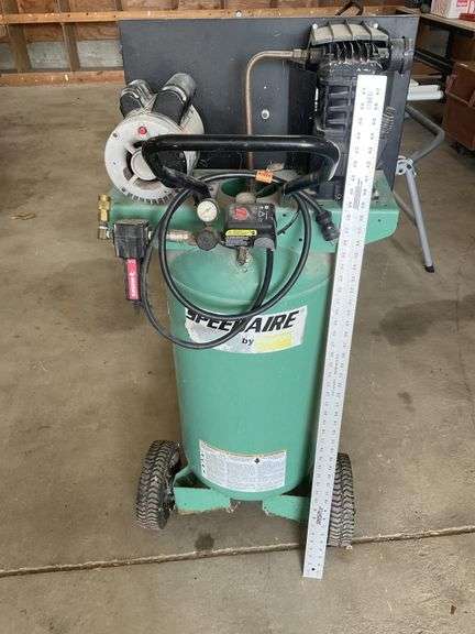 Speedaire 26gal air compressor with air hose - Legacy Auction Company