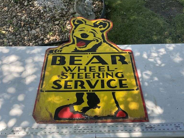 Original Bear alignment vintage metal sign - Legacy Auction Company
