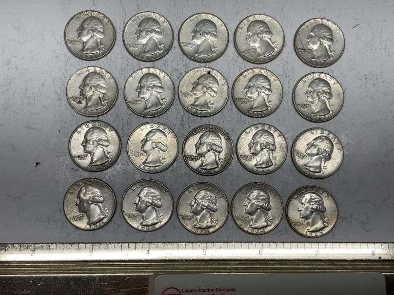 20- 1964 Washington silver quarters - Legacy Auction Company