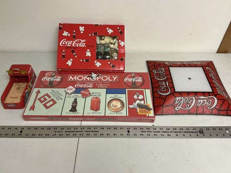 Coca-Cola light set, Monopoly, light shade and - Legacy Auction Company