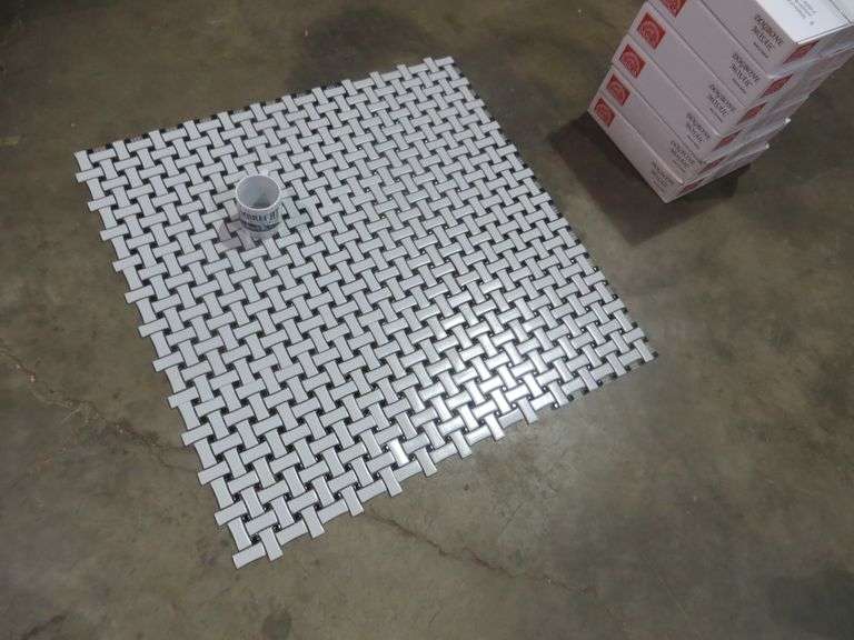 Dog Bone Mosaic Tile, Matte Light Gray Dog Bone & Glossy Black Dot ...