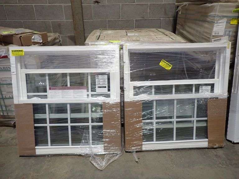White Vinyl Double Hung Windows 35 1/2" x 36 3/4" - Lambrecht Auction, Inc.