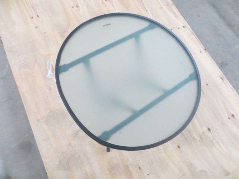 18" Folding Frosted Top Patio Accent Table - Lambrecht Auction, Inc.