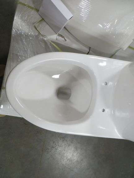 White Dual Flush Elongated One Piece Toilet - Lambrecht Auction, Inc.
