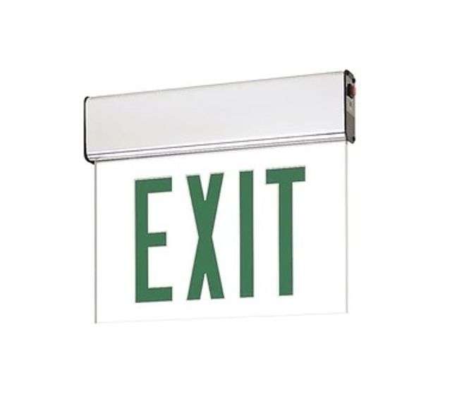 LED Exit Sign AC only Letter Color Green Single/Clear Housing Finish ...