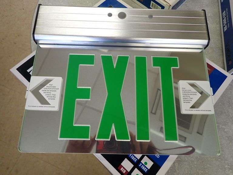 LED Exit Sign AC only Letter Color Green Single/Clear Housing Finish ...