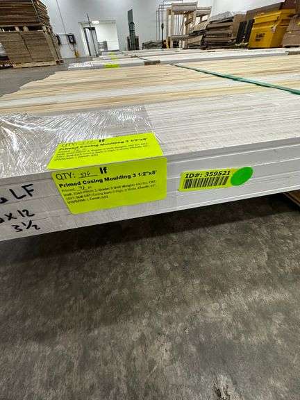 Primed Casing Moulding 3 1/2"x8' - Lambrecht Auction, Inc.