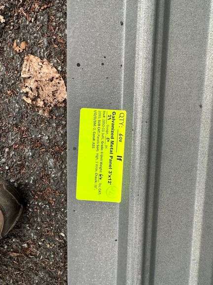 Dull Galvanized Metal Panel 3'x12' - Lambrecht Auction, Inc.