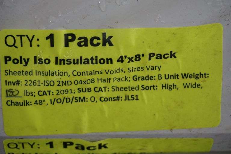 Poly Iso Insulation 4'x8' Half Pack - Lambrecht Auction, Inc.