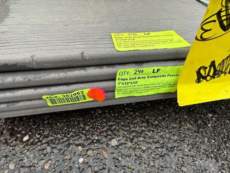 Cape Cod Gray Composite Fascia 1"x12"x12' - Lambrecht Auction, Inc.