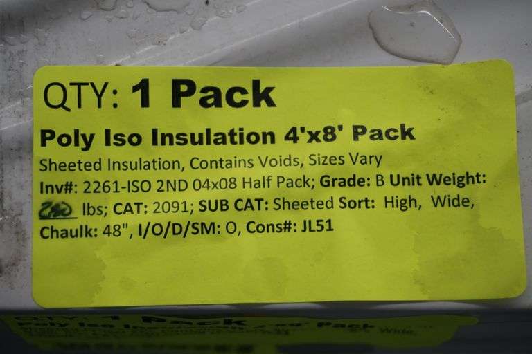 Poly Iso Insulation 4'x8' Pack - Lambrecht Auction, Inc.