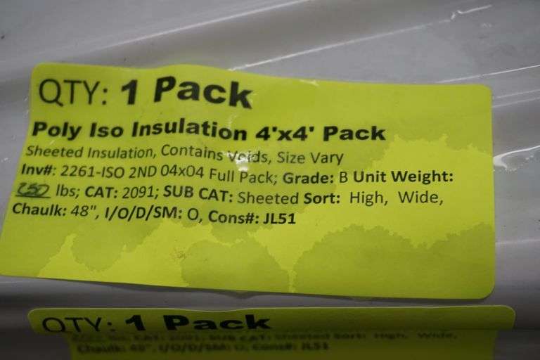 Poly Iso Insulation 4'x4' Pack - Lambrecht Auction, Inc.