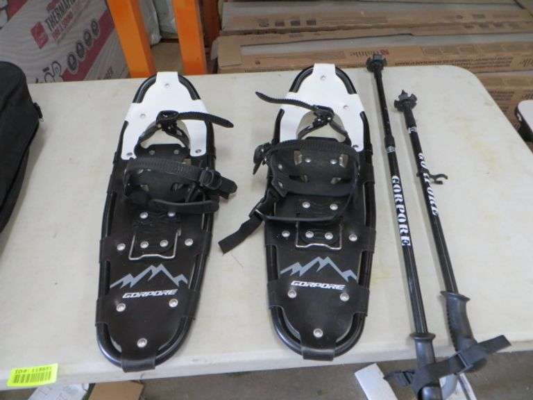 Gorpore Aluminum Snow Shoes With Walking Sticks - Lambrecht Auction, Inc.