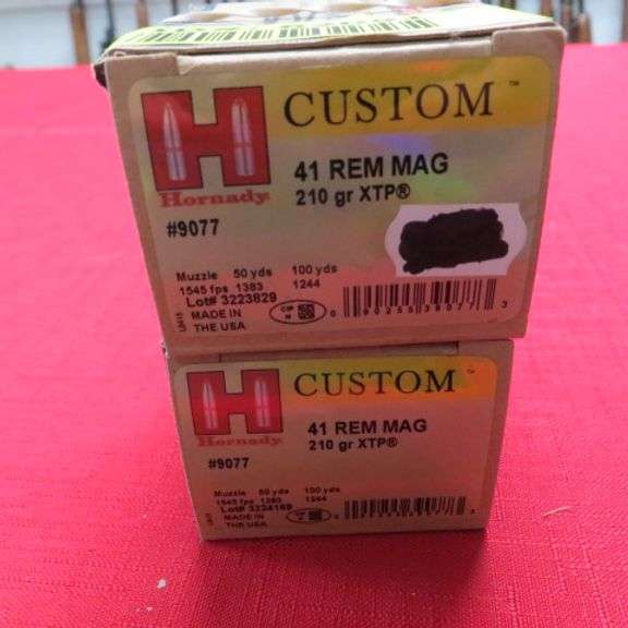 Ammo - Hornady .41 Rem Mag 210gr XTP 34 rounds - Lambrecht Auction, Inc.