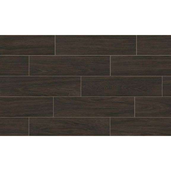 Burlington Walnut Wood Look Porcelain Tile 6"x24" - Lambrecht Auction, Inc.