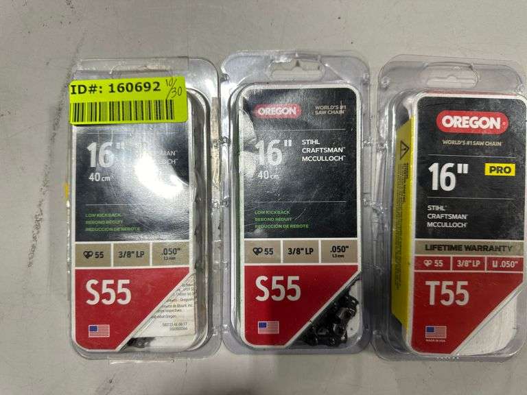 Three Used Oregon S55 55 Link Replacement Chainsaw Chain - Lambrecht ...