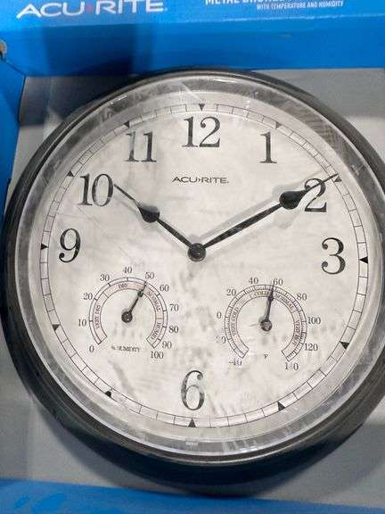 AcuRite 9.25 in. Black Wall Clock with Analog Thermometer + AcuRite 13 ...