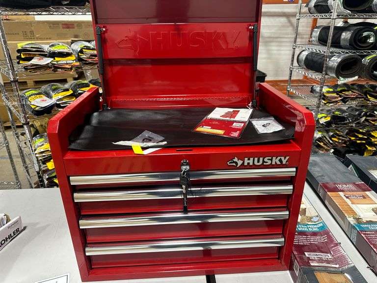 Husky 6 Drawer Tool Box Top In Red - Lambrecht Auction, Inc.