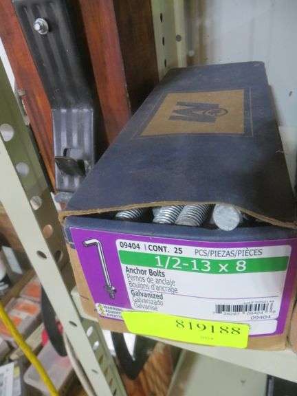 1/2" x 8" Anchor Bolts- Box of 25 - Lambrecht Auction, Inc.