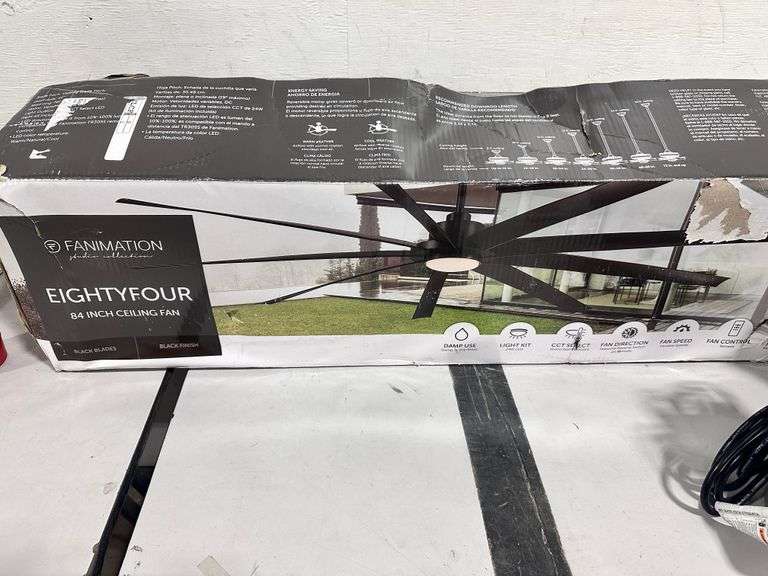 Fanimation Studio Collection EightyFour 84" Black LED Indoor/Outdoor Ceiling Fan - Used ...
