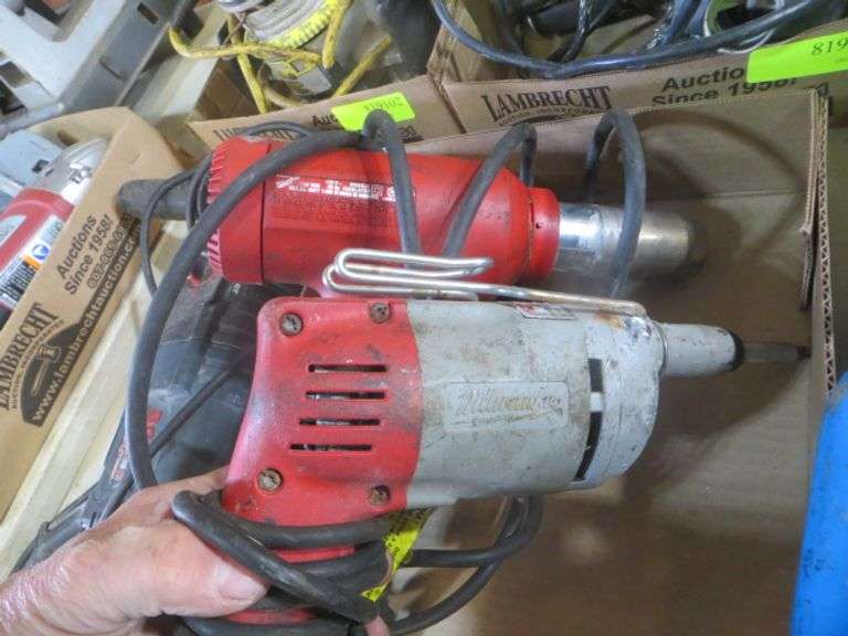 Milwaukee Drywall Gun, Heat Gun & Angle Drill - Lambrecht Auction, Inc.