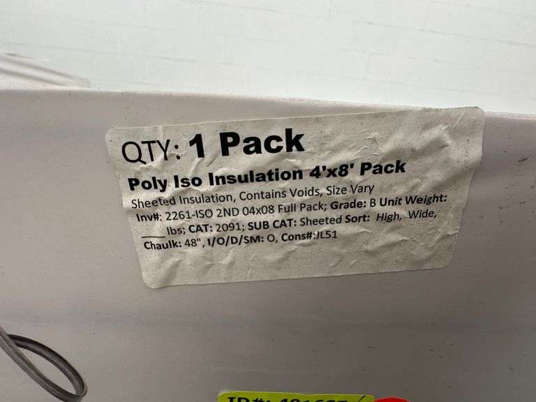 Poly Iso Insulation 4'x8' Pack - Lambrecht Auction, Inc.