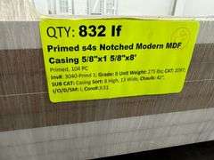 Primed S4S Notched Modern MDF Casing 5/8"x1 5/8"x8' - Lambrecht Auction ...