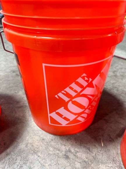 The Home Depot 5 Gallon Orange Homer Bucket(3) - Lambrecht Auction, Inc.